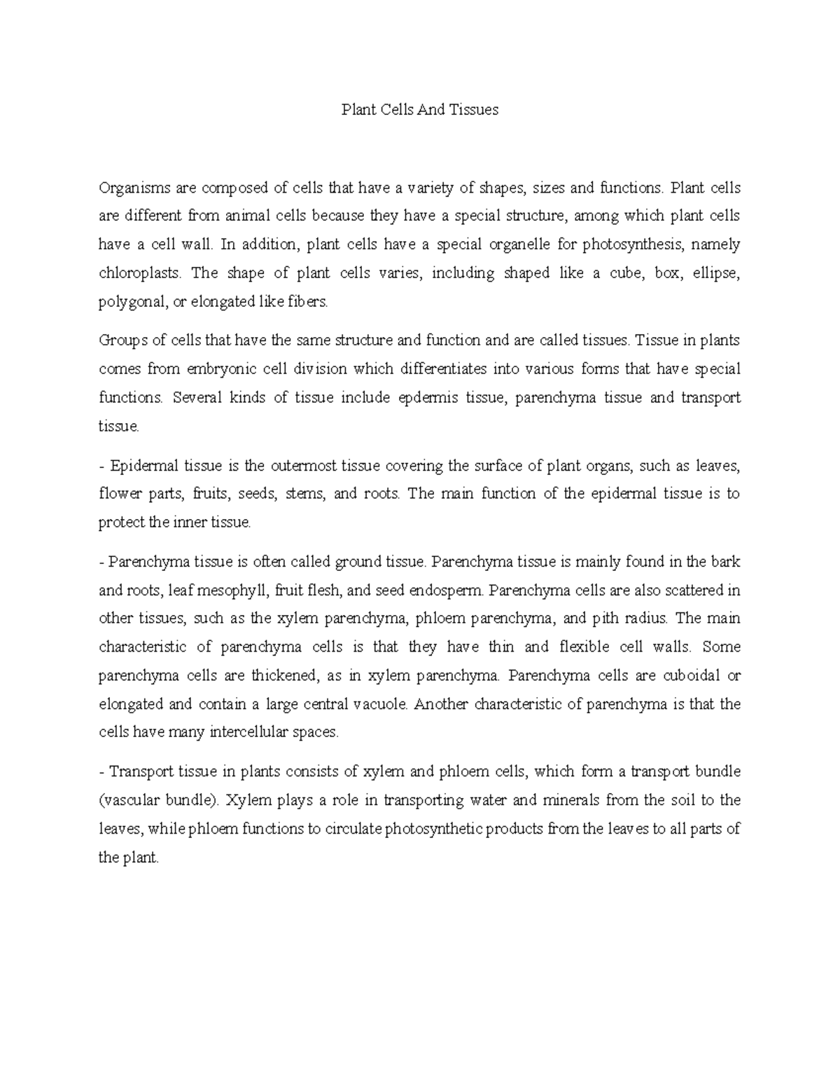 Plant Cells And Tissues - Plant Cells And Tissues Organisms are ...