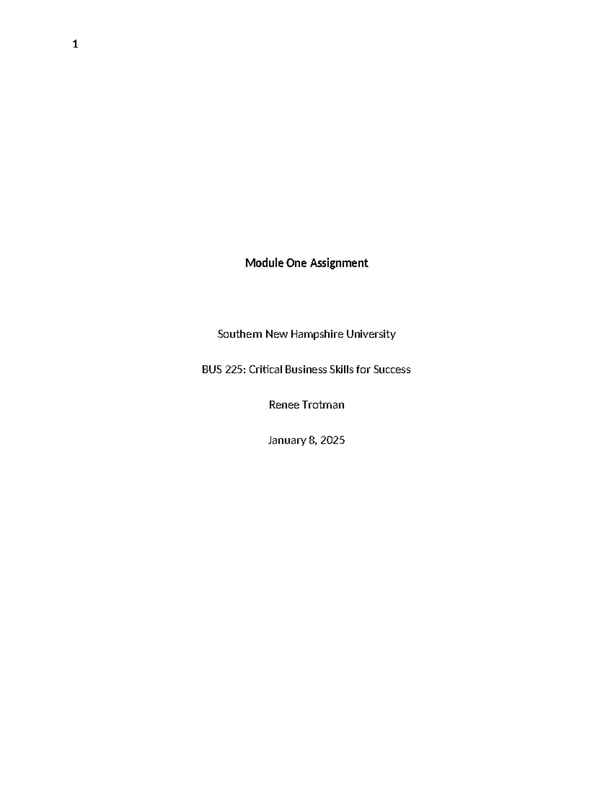 BUS225 Module One Assignment - Module One Assignment Southern New ...