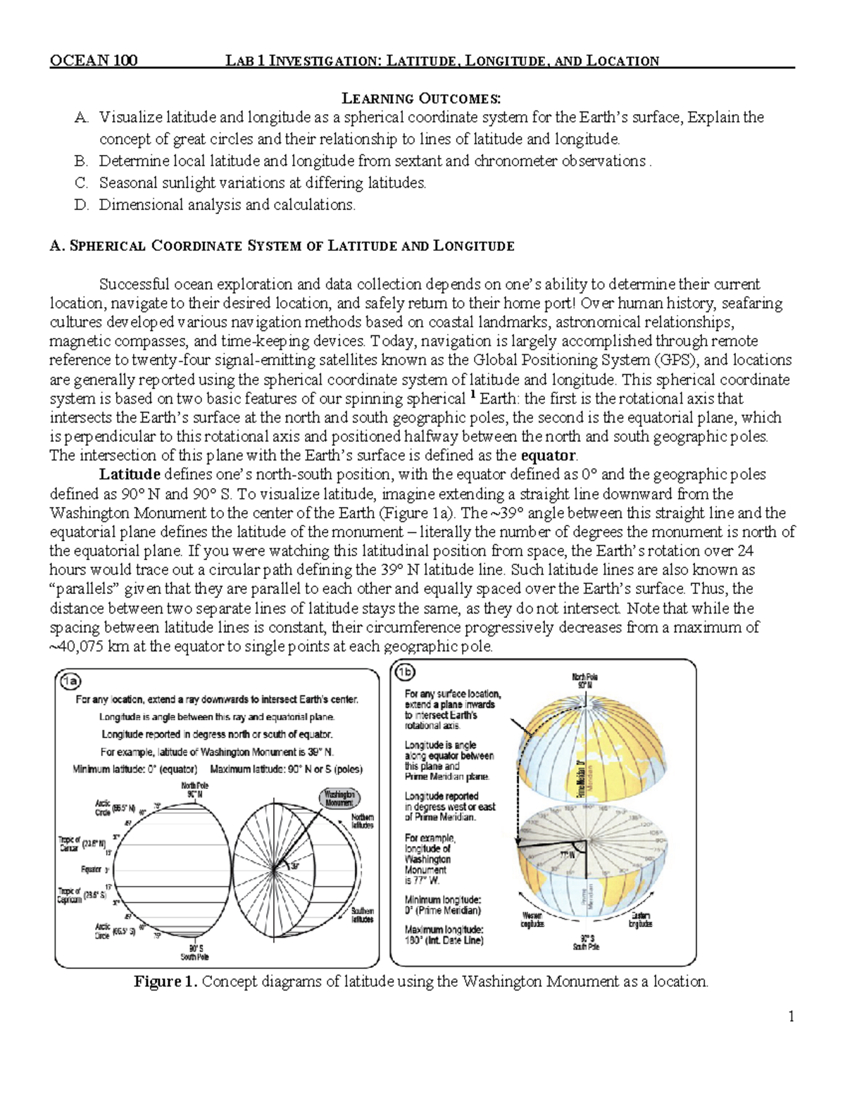 OCEAN 100 LAB 1: Exploring Latitude, Longitude, and Navigation ...