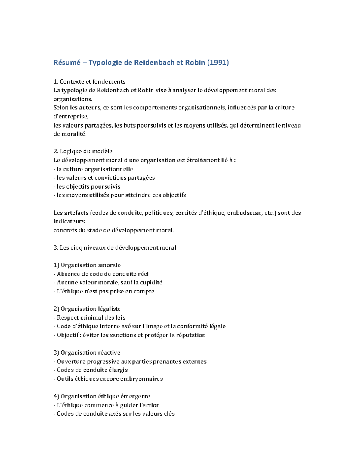 Résumé - Typologie de Reidenbach et Robin (1991) sur le Développement ...