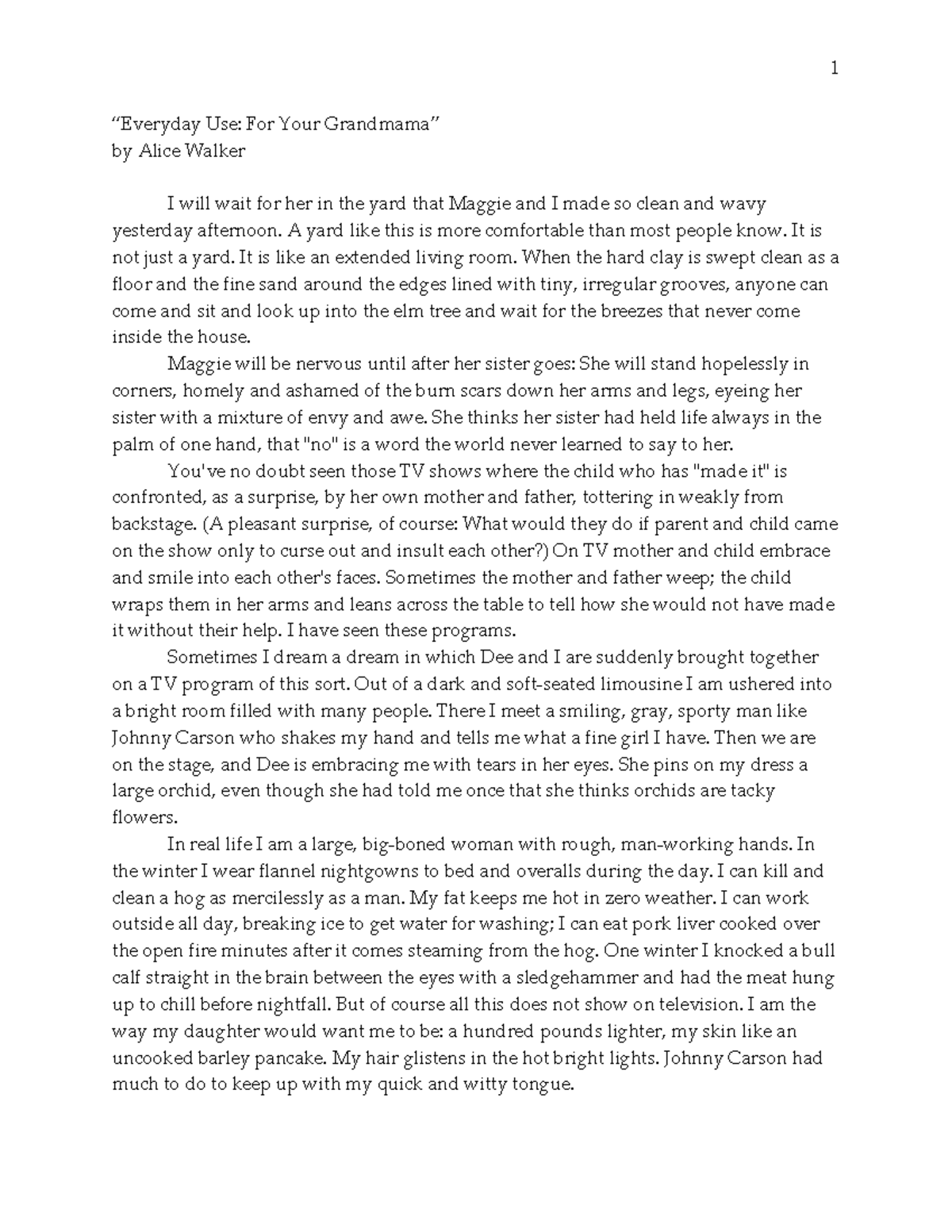 Alice Walker's "Everyday Use" Analysis and Themes (ENG 101) - Studocu