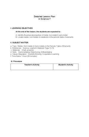 Science 8 - 3rd Quarter Lesson Log: Atomic Structure and Subatomic ...