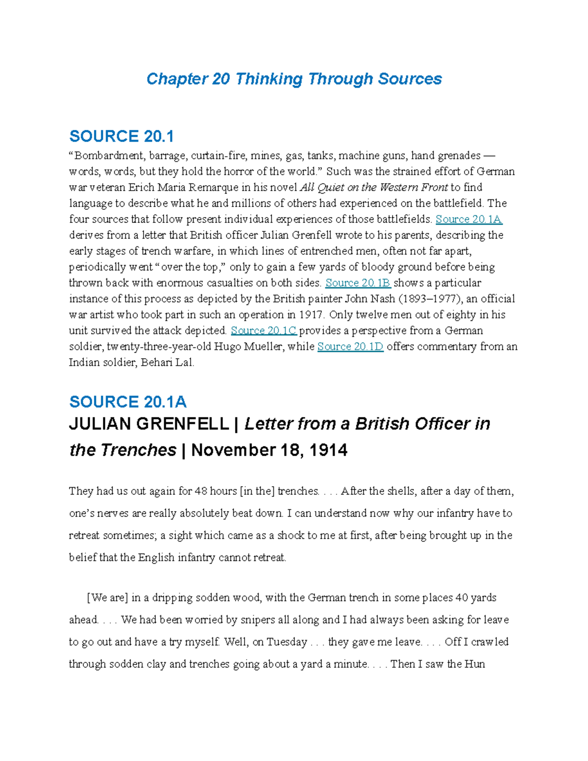 Chapter 20 Thinking Through Sources - Chapter 20 Thinking Through ...