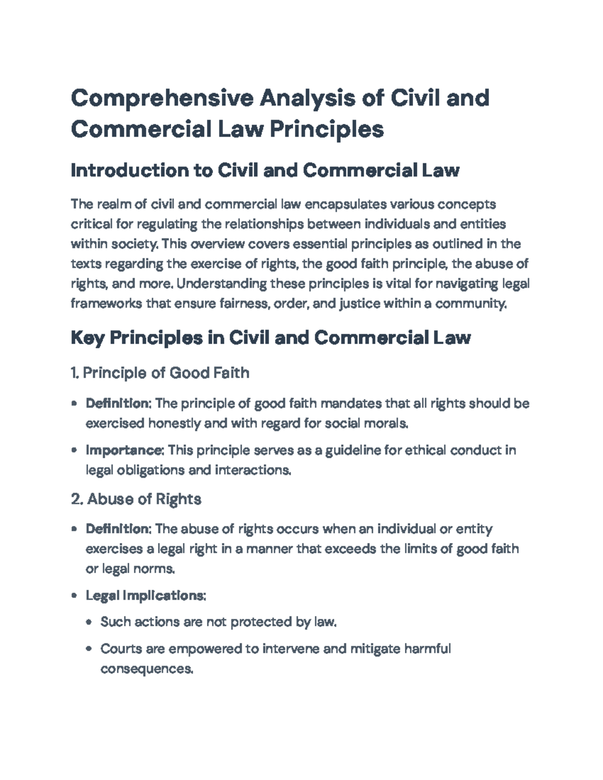 Civil and Commercial Law Principles Overview - Course Code Included ...