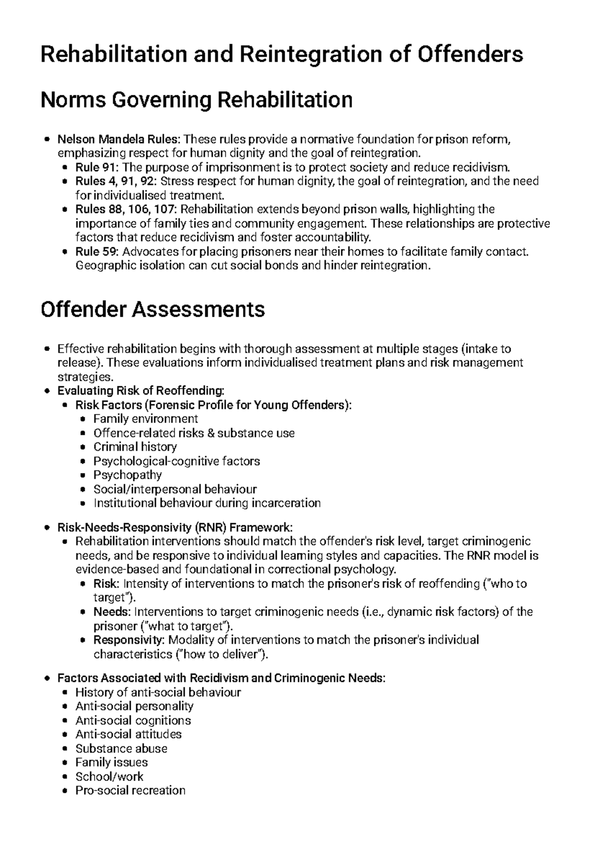 Rehabilitation and Reintegration of Offenders: Study Guide - Studocu