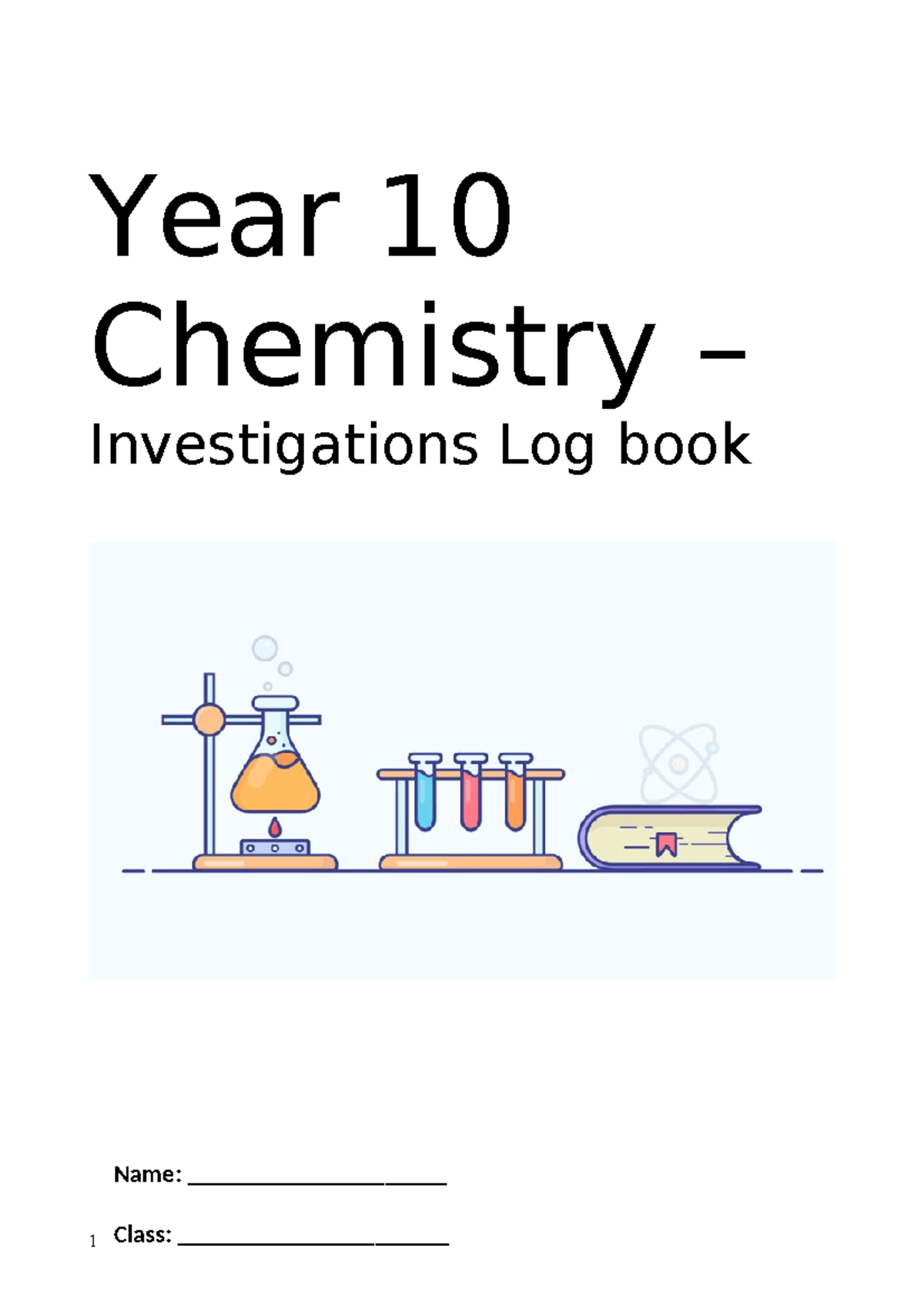 Year 10 Chemistry Investigations Logbook 2023 - Studocu
