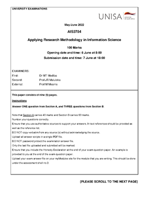 [Solved] Portfolio Assessment 4 Information Literacy and - Applied Information Science (AIS3705 ...