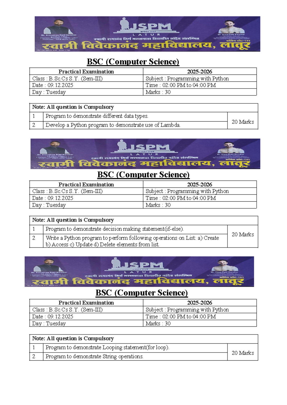 BSC (Computer Science) Python Practical Exam Guide for S.Y. - Studocu