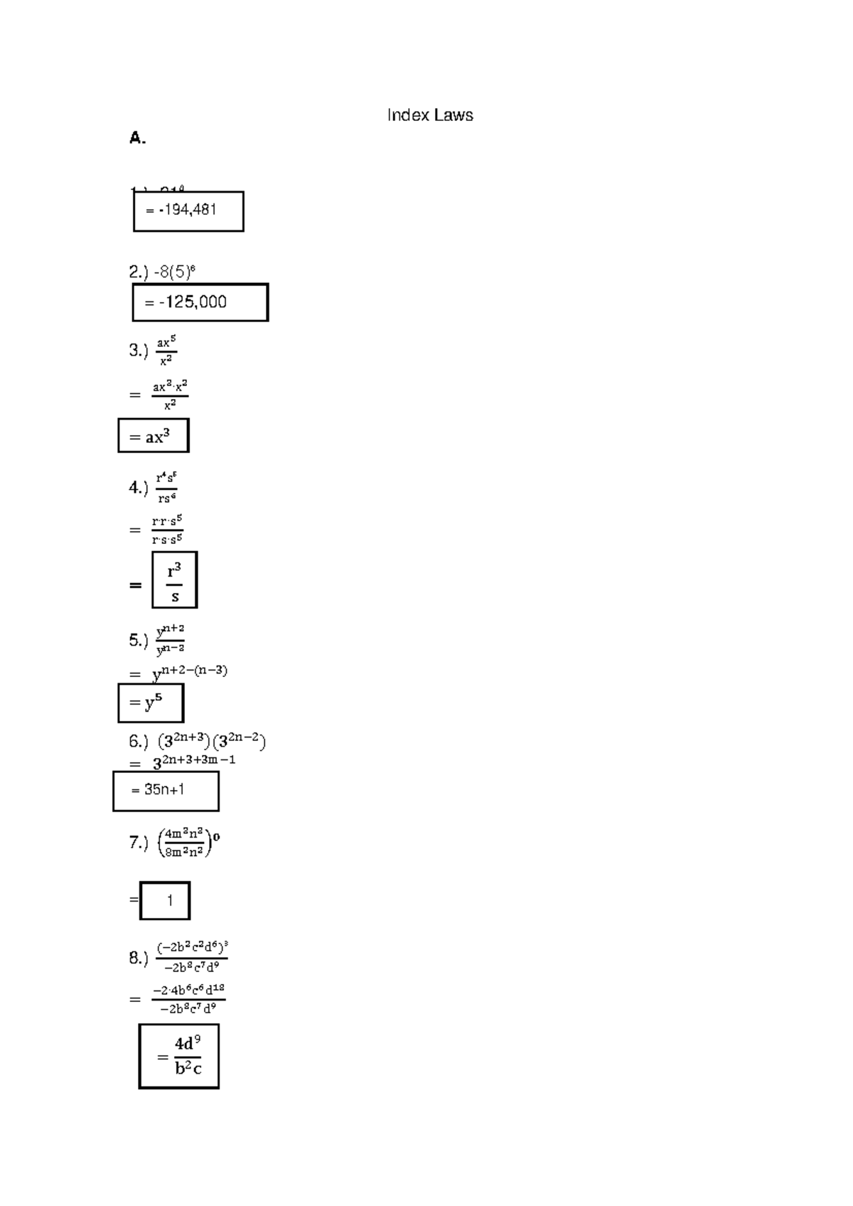 Index Laws and Applications: A Comprehensive Study Guide - Studocu