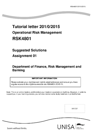 RSK 4801 2023 Assignment 1 - RSK 4801 Product risk involves the credit risk of the supplier and ...