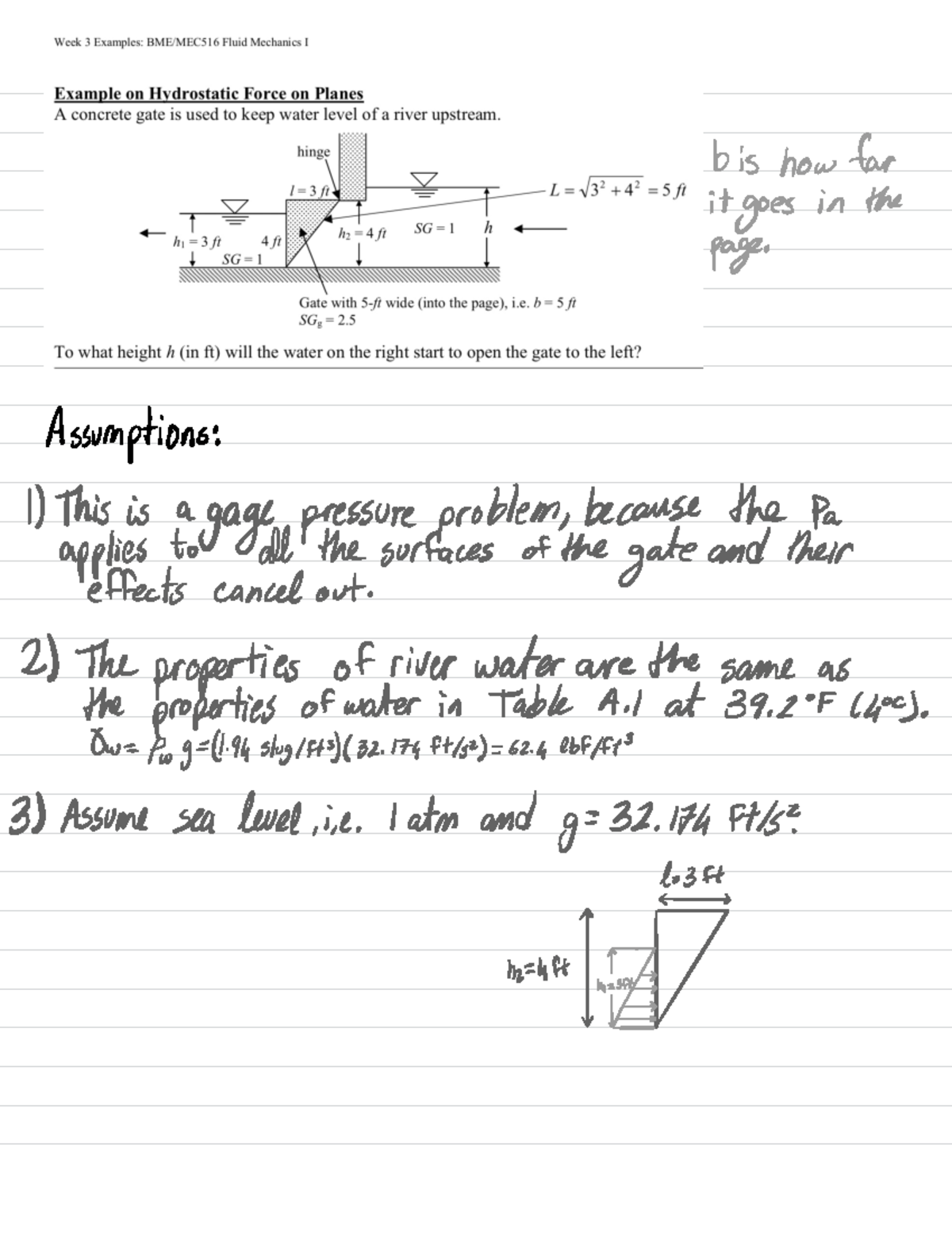 MEC 517 - Fluid Mechanics - b is how far it goes in the page ...