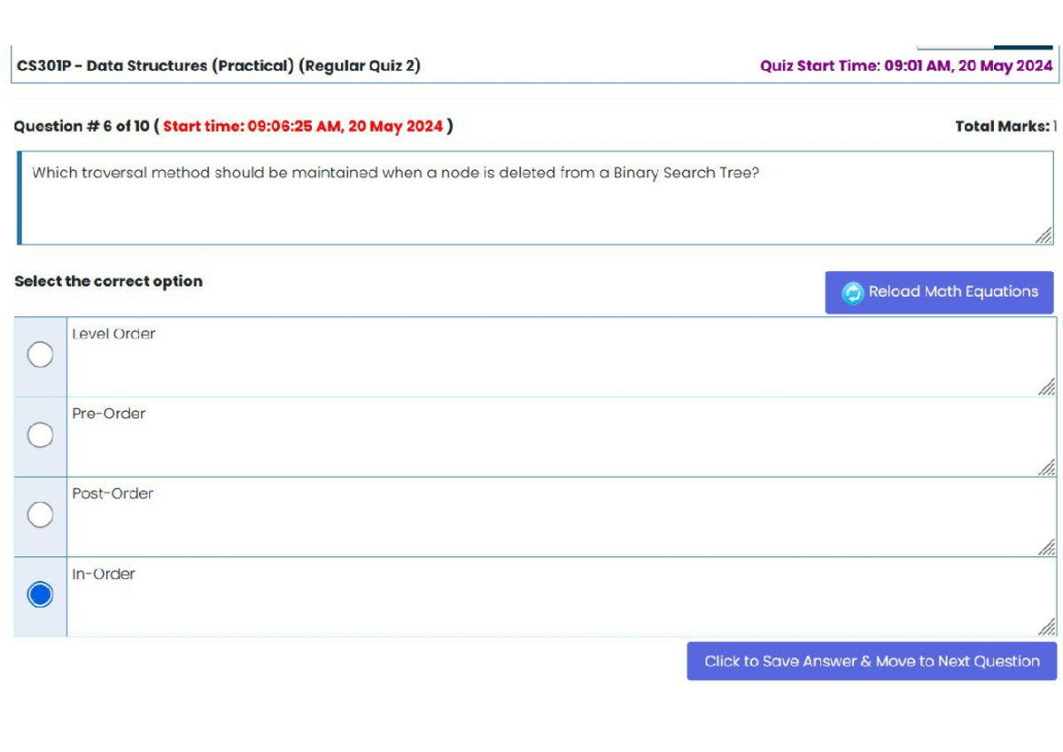 Cs301p Final term File Very important - CS301P Data Structures (Practical) (Regular Quiz 2) Quiz ...