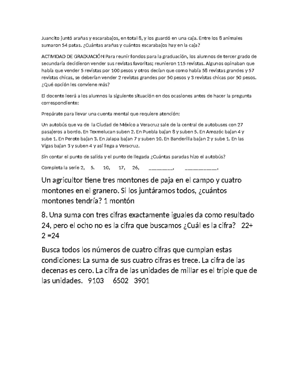 Actividades Matemáticas para Tercer Grado - Ejercicios y Problemas ...