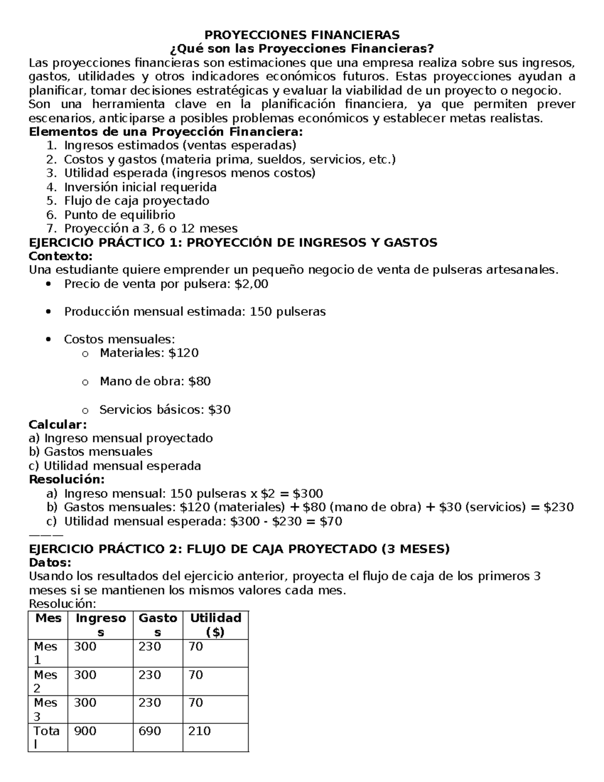 Proyecciones Financieras: Ejercicios Prácticos - Clase 4 EMPR VRR - Studocu