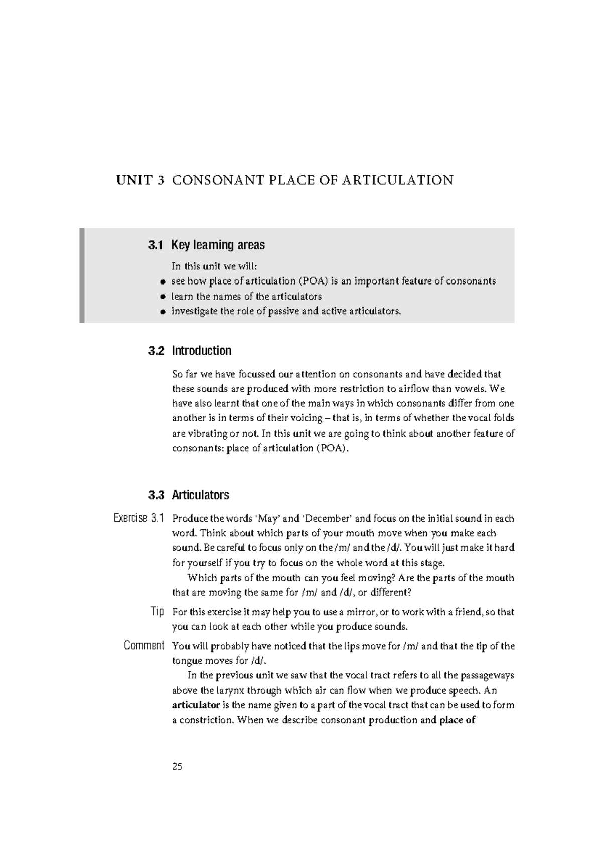 UNIT 3: Consonant Place of Articulation in Phonetics - Studocu