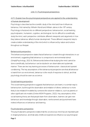 Unit 5 Assignment - Level 3 Health and Social Care Unit 5: Meeting ...