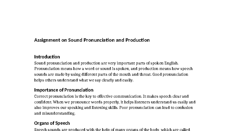 ENG101: Sound Pronunciation & Production Assignment by M. Abdullah Asif ...