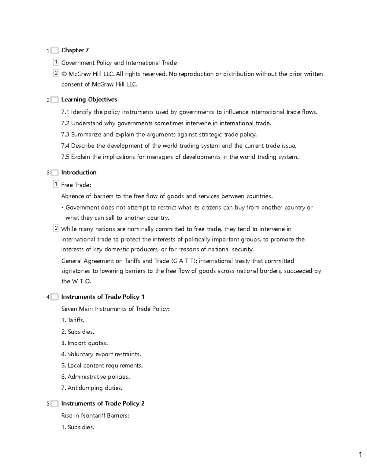 Chapter 7: Government Policy and International Trade - Studocu