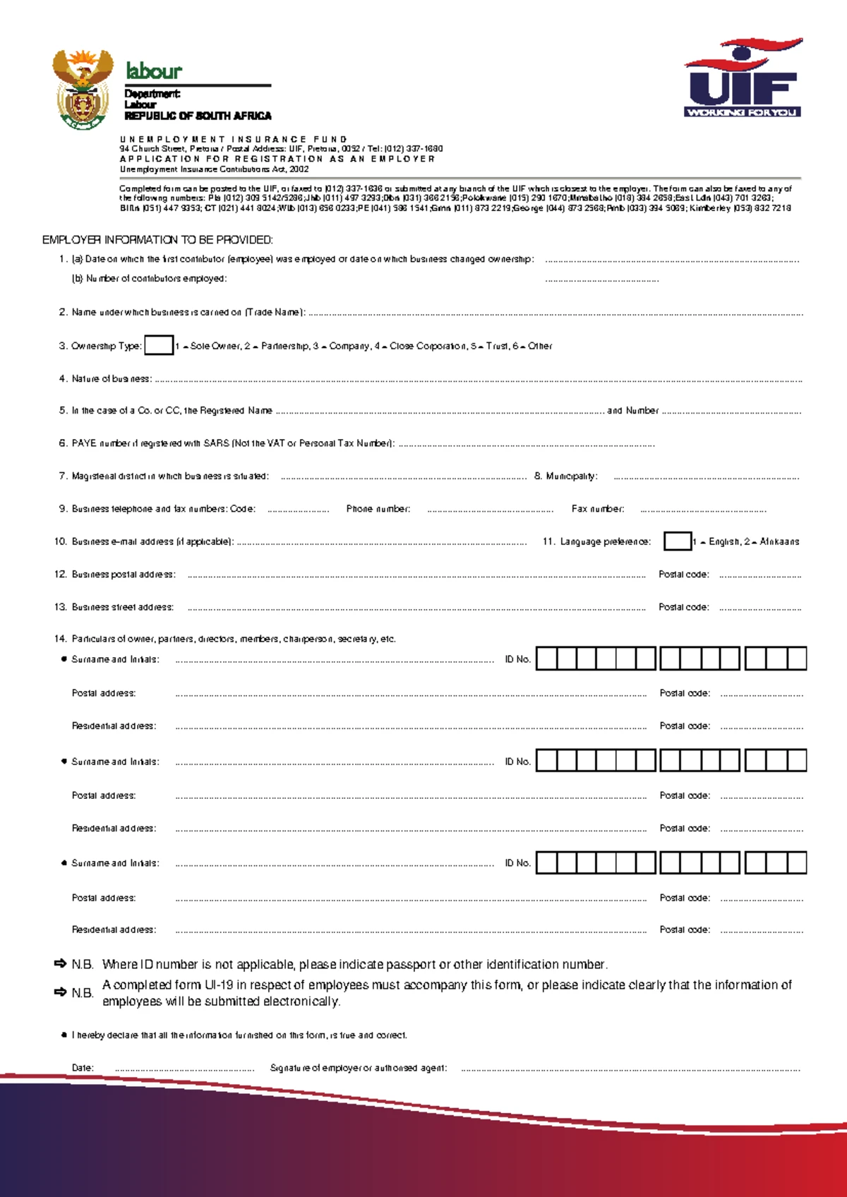 UI-2-1 Application for Unemployment Benefits – Act 63 of 2001 - Studocu