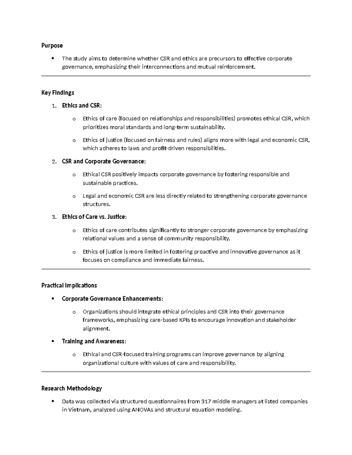Article-CSR - Case Study - Purpose The study aims to determine whether ...
