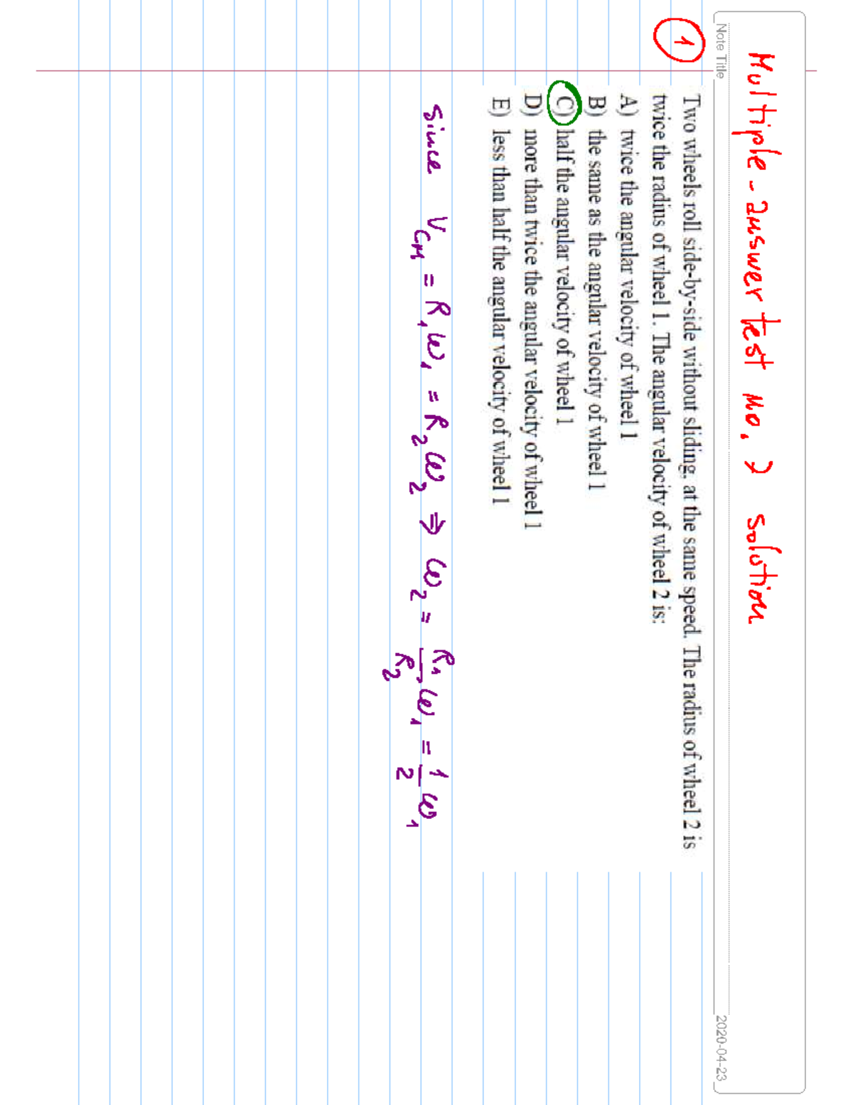Multiple answer test no 7 solution - General Physics I - Studocu