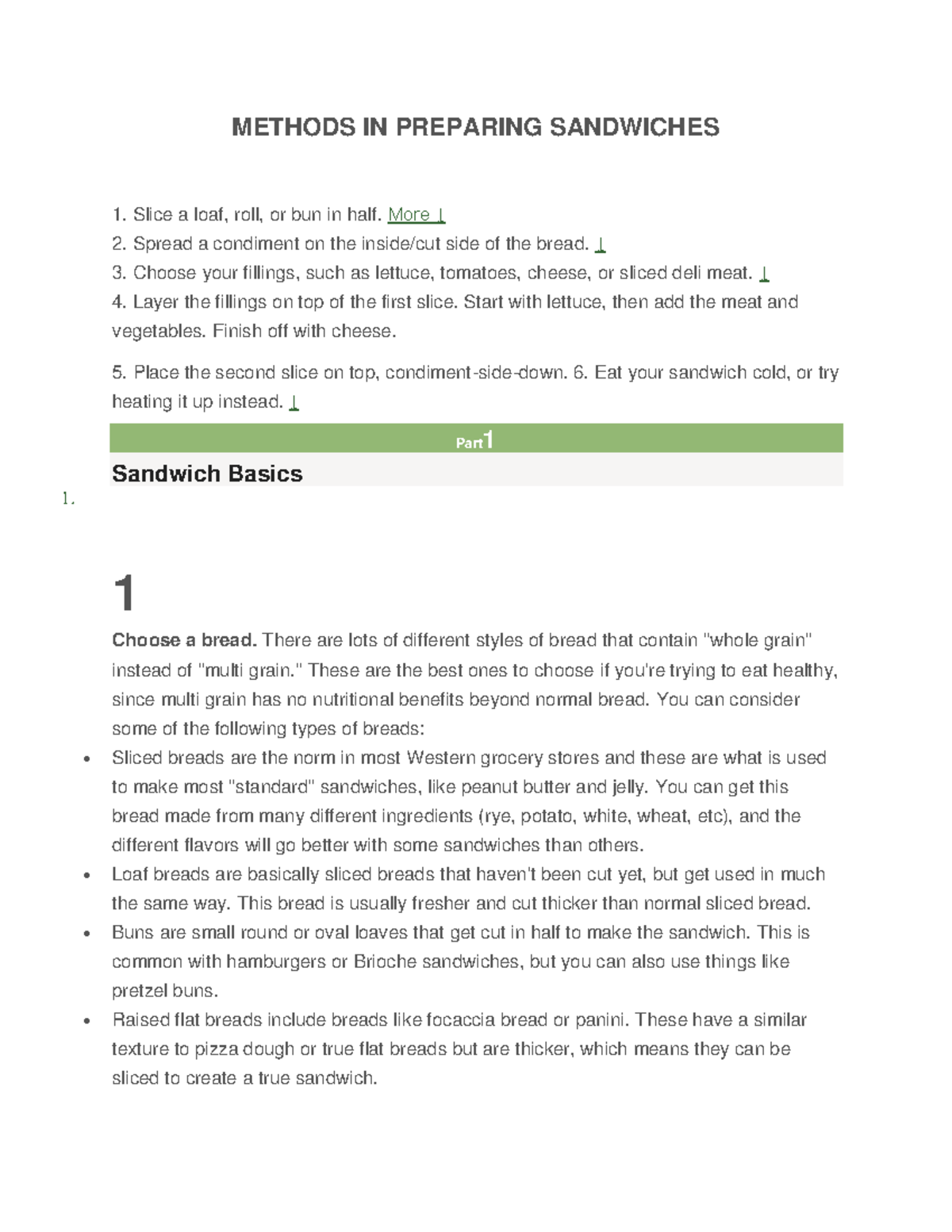 Methods for Preparing Sandwiches: A Comprehensive Guide - Studocu
