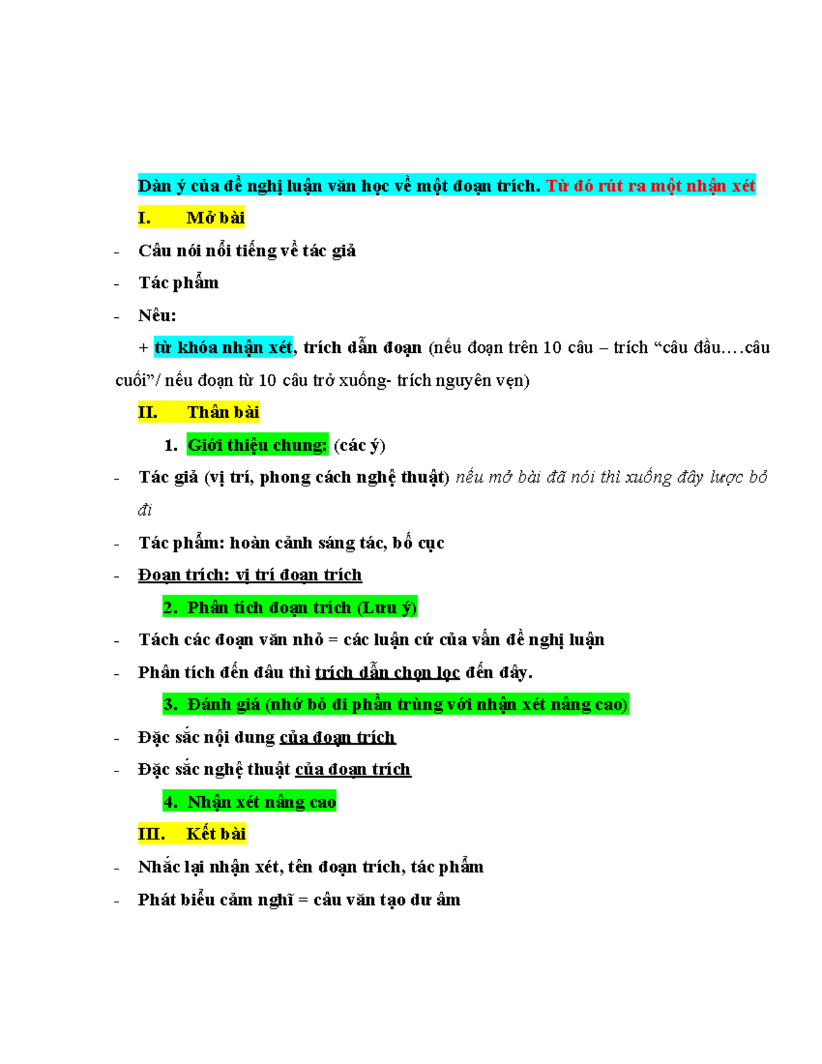 Dàn ý phân tích đoạn 1 Đại cáo bình Ngô - FDSX - Studocu