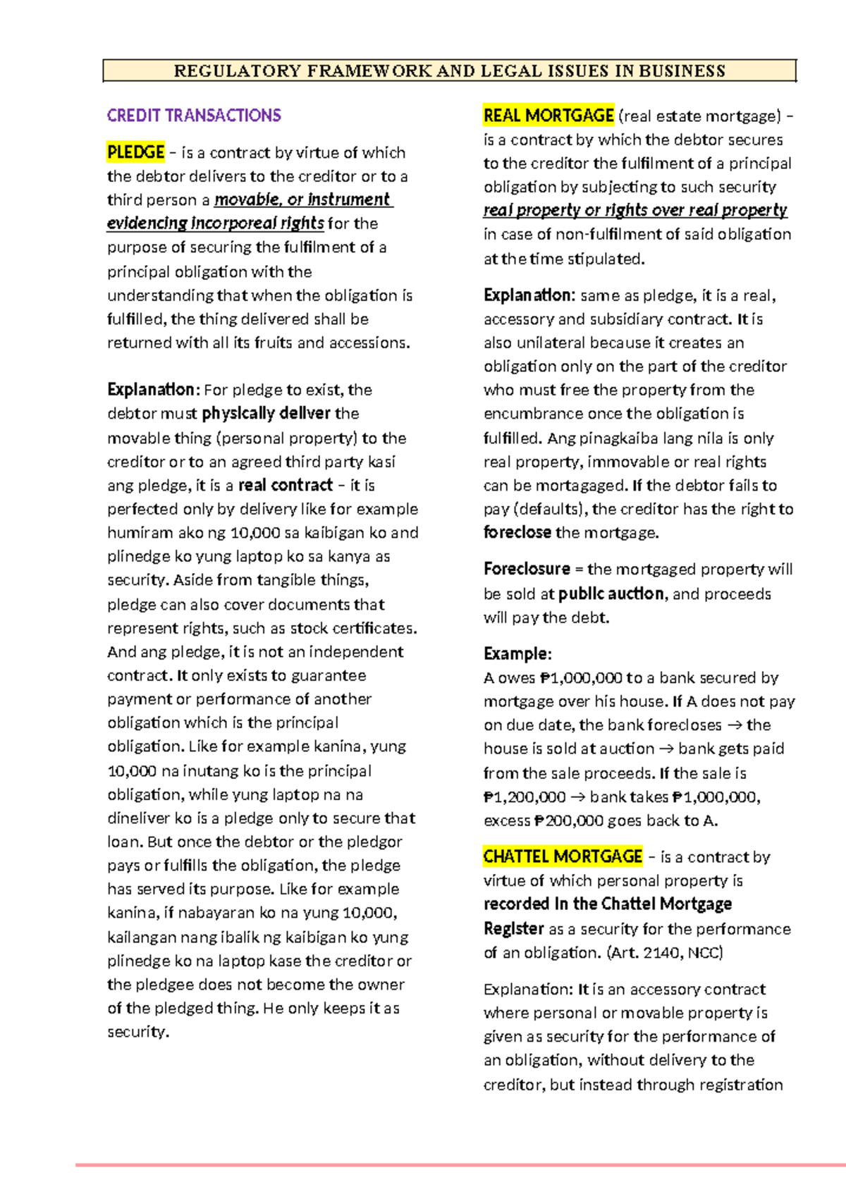 REGULATORY FRAMEWORK AND LEGAL ISSUES IN BUSINESS CREDIT TRANSACTIONS ...