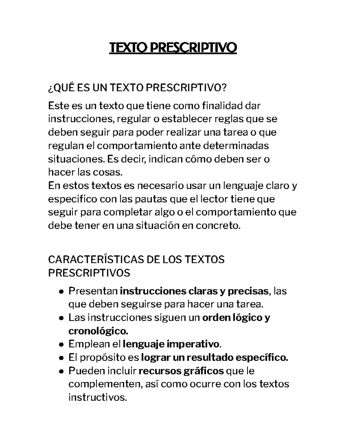 Características y Estructura de los Textos Prescriptivos - Studocu