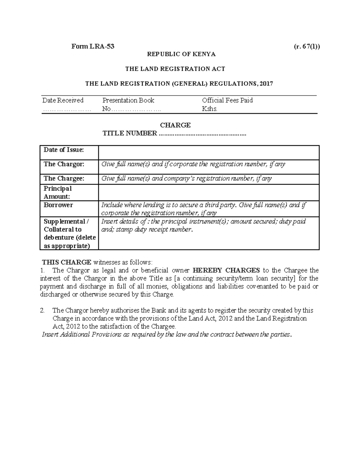 LRA 53 Charge Form: Legal Details & Registration Guidelines - Studocu