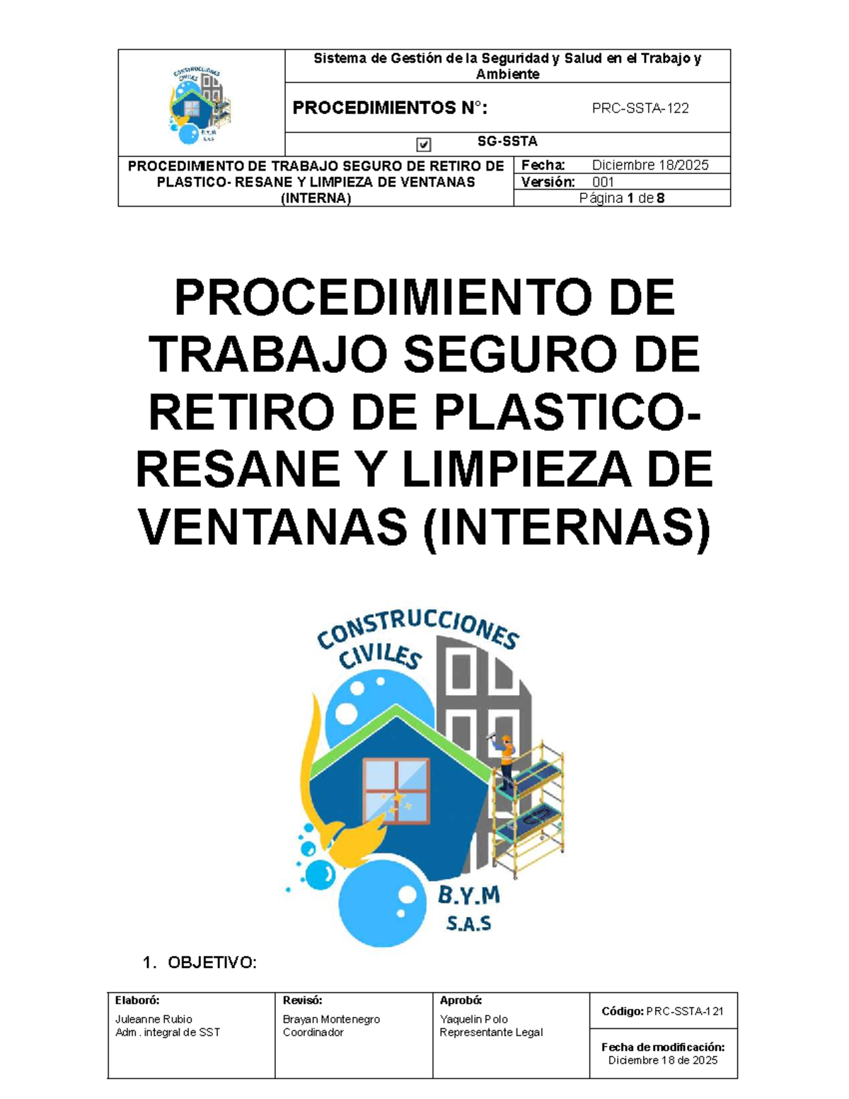 Procedimiento de Trabajo Seguro: Retiro de Resane y Limpieza de ...