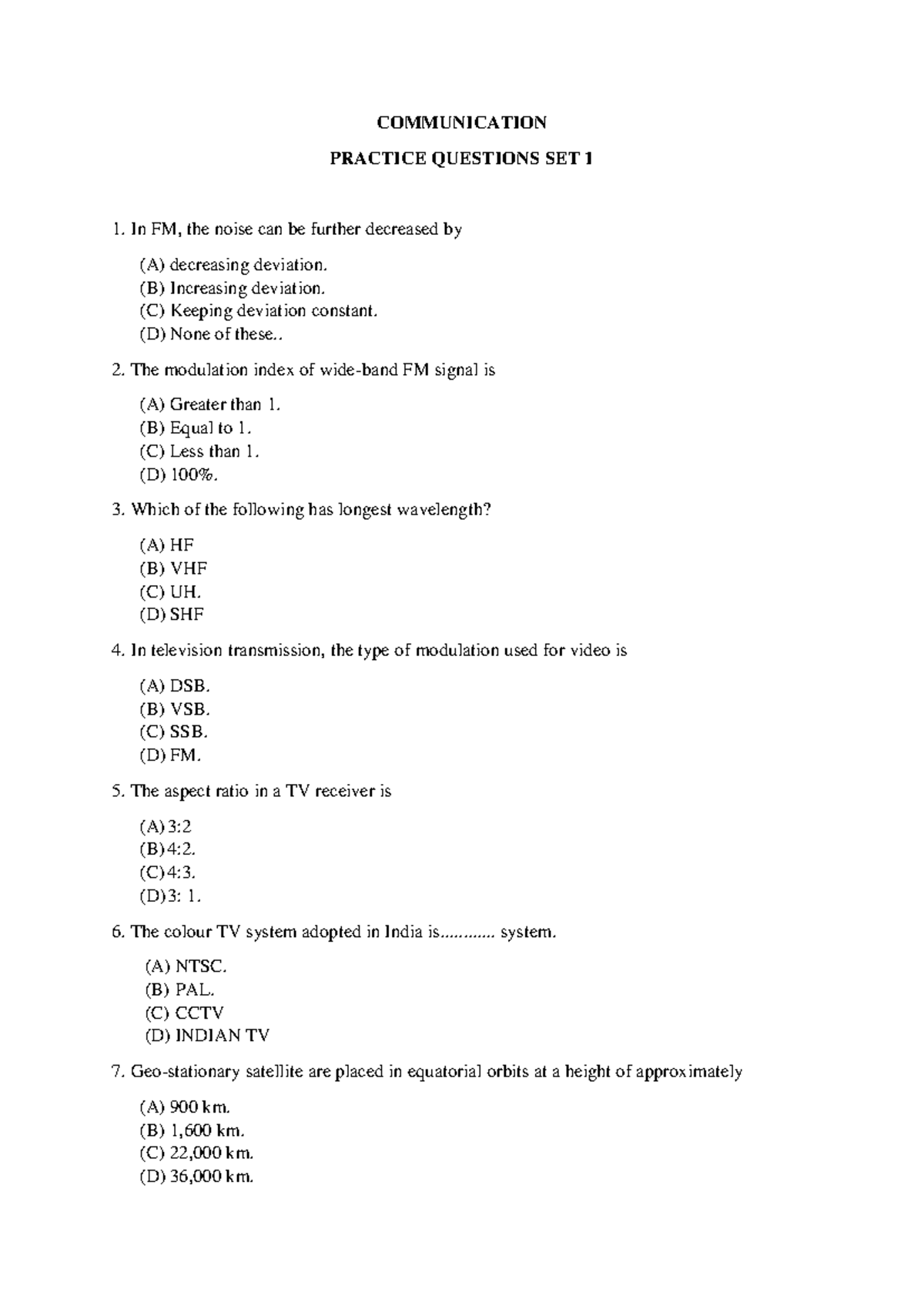 COMM 101 - Communication Practice Questions Set 1 - Lecture Notes - Studocu
