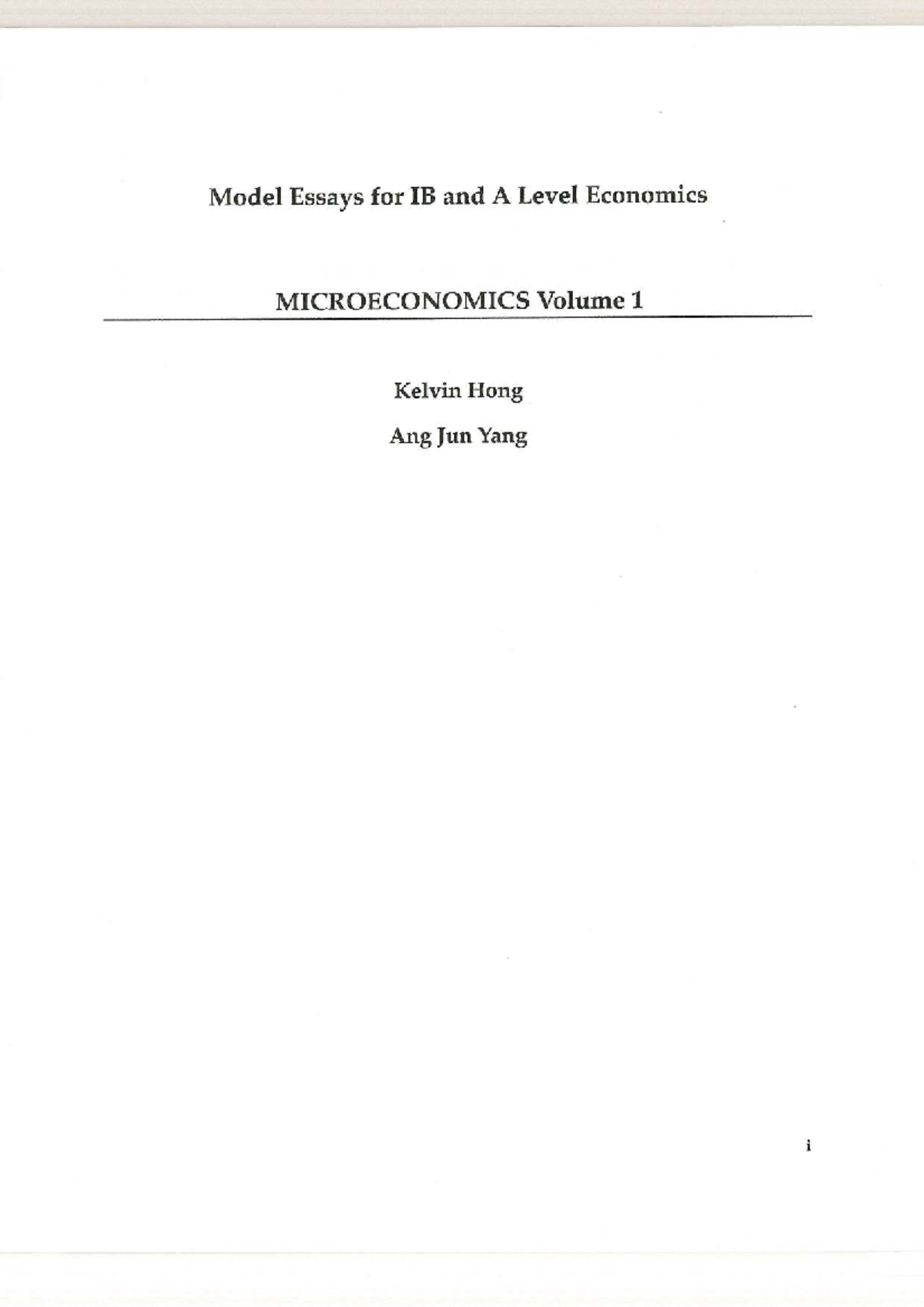 Model Essays for IB & A Level Economics: Microeconomics Volume 1 - Studocu