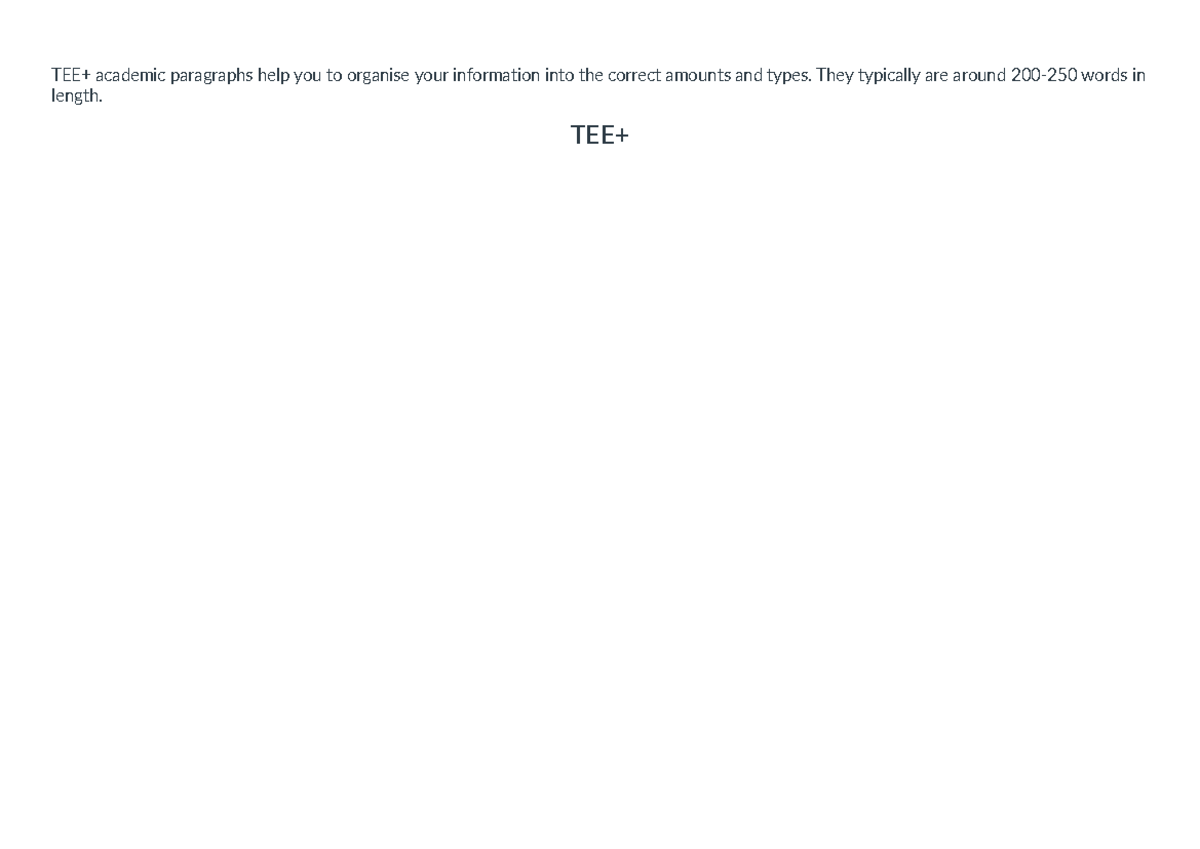 TEE+ Framework for Academic Essay Structure (T) - Uni Essay Help - Studocu
