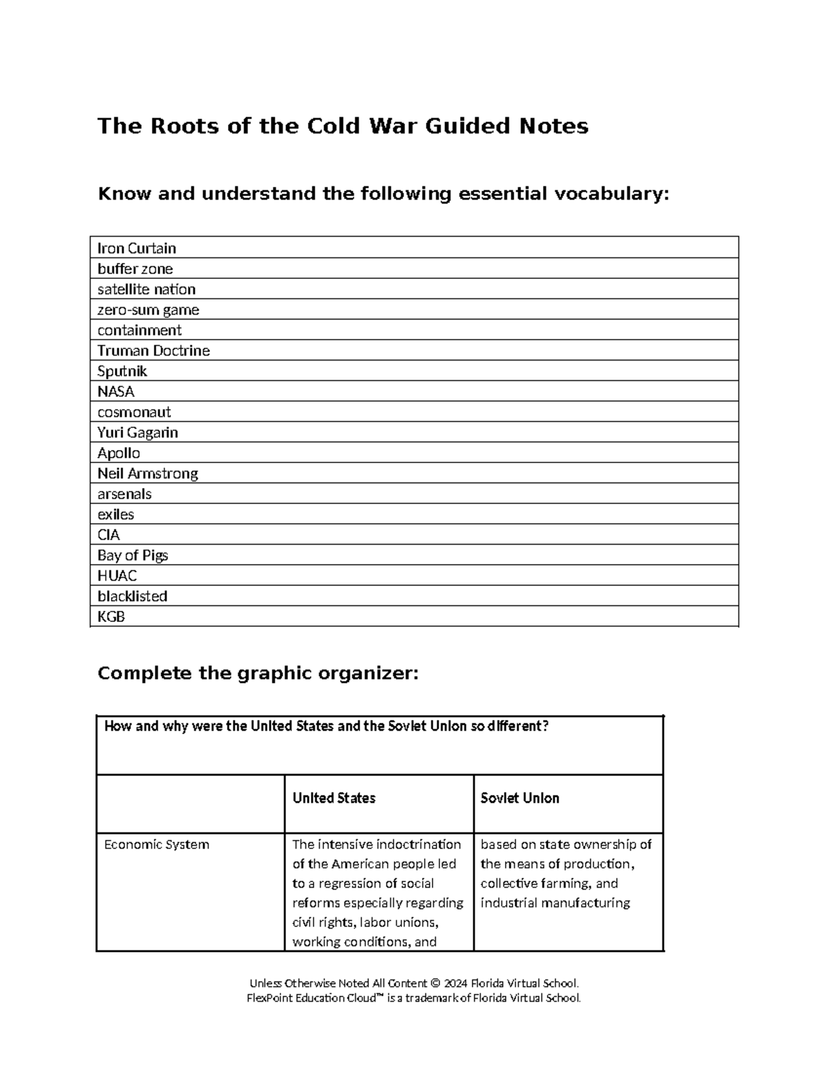 Cold War Foundations: Guided Notes for Understanding Key Terms - Studocu