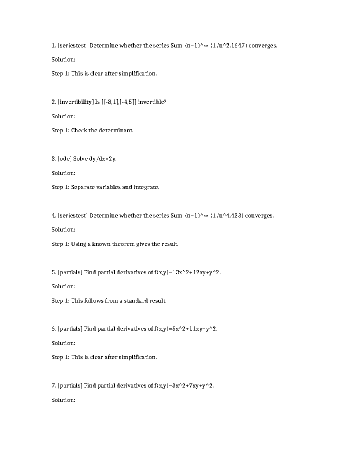 Math 6609 - Convergence, Invertibility & Partial Derivatives Solutions ...