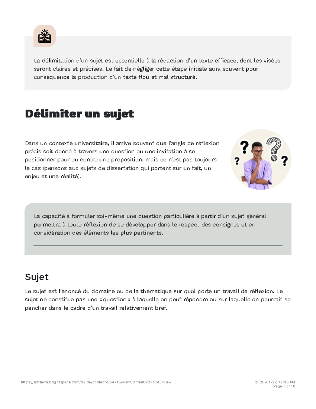 Comment délimiter un sujet et énoncer un angle de réflexion - FRA1720 ...