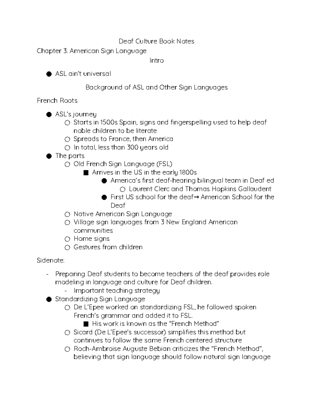 Deaf Culture Book Notes - Chapter 3 American Sign Language - Deaf ...
