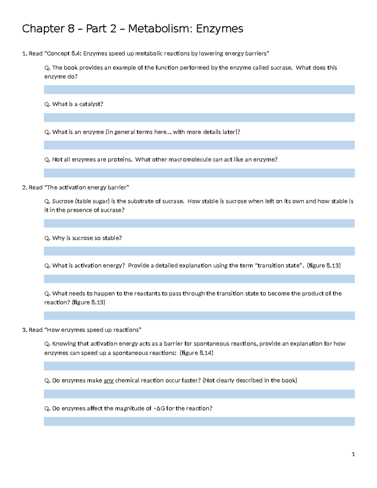 08 - Metabolism - Part 2 - jgjh - Chapter 8 – Part 2 – Metabolism ...