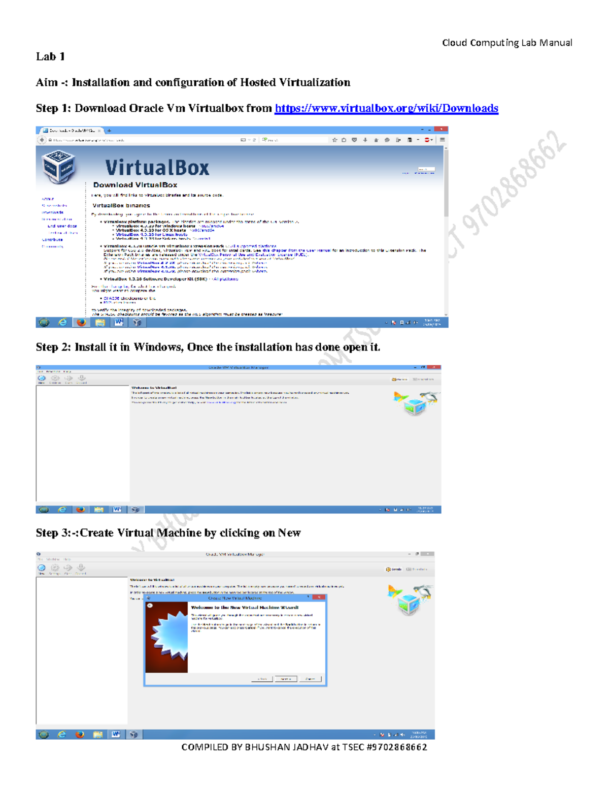 Cloud Computing Lab Manual: VM Setup & SaaS Creation Guide - Studocu