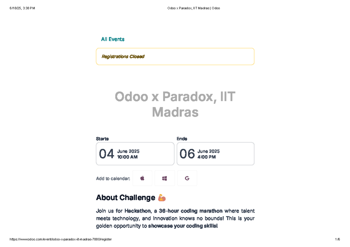 Hackathon Details - Odoo x Paradox, IITM BS 2025 - Studocu
