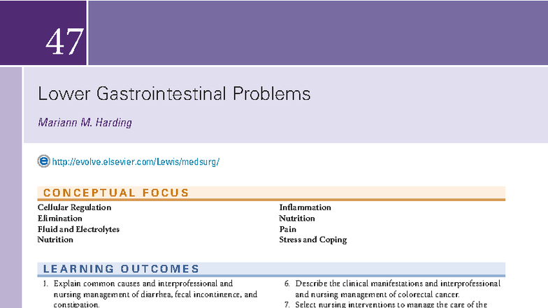 Lower GI Disorders: Nursing Management & Interprofessional Care (NUR ...