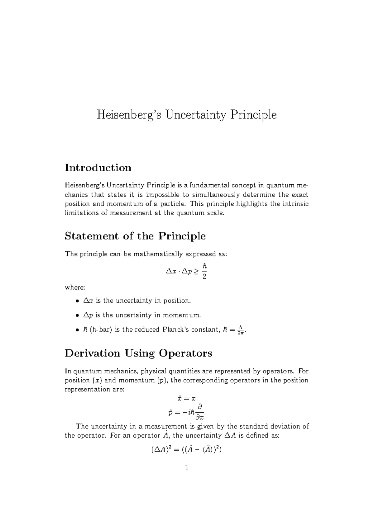 Heisenberg's Uncertainty Principle: A Quantum Mechanics Overview - Studocu