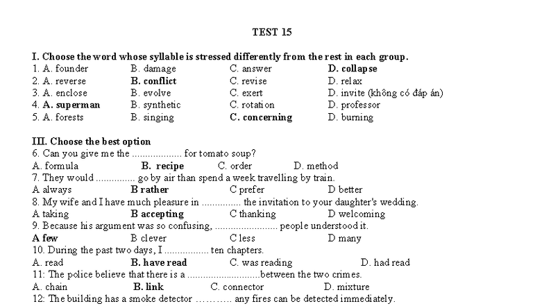 10V (14) - Practice Test for Syllable Stress and Grammar - Studocu