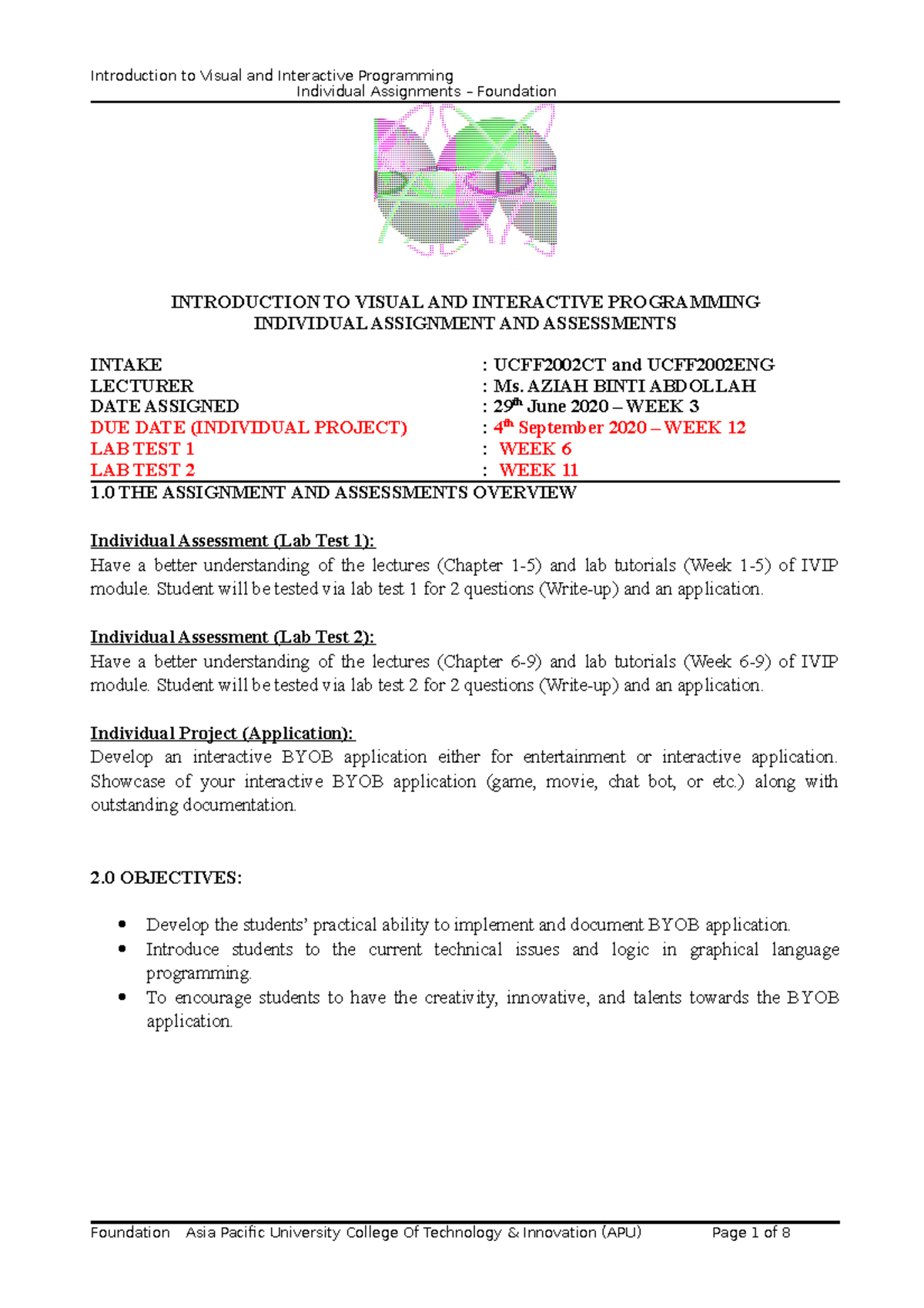 CT005-4-0-IVIP-Individual Assignment Question UCFF2002 - Individual ...