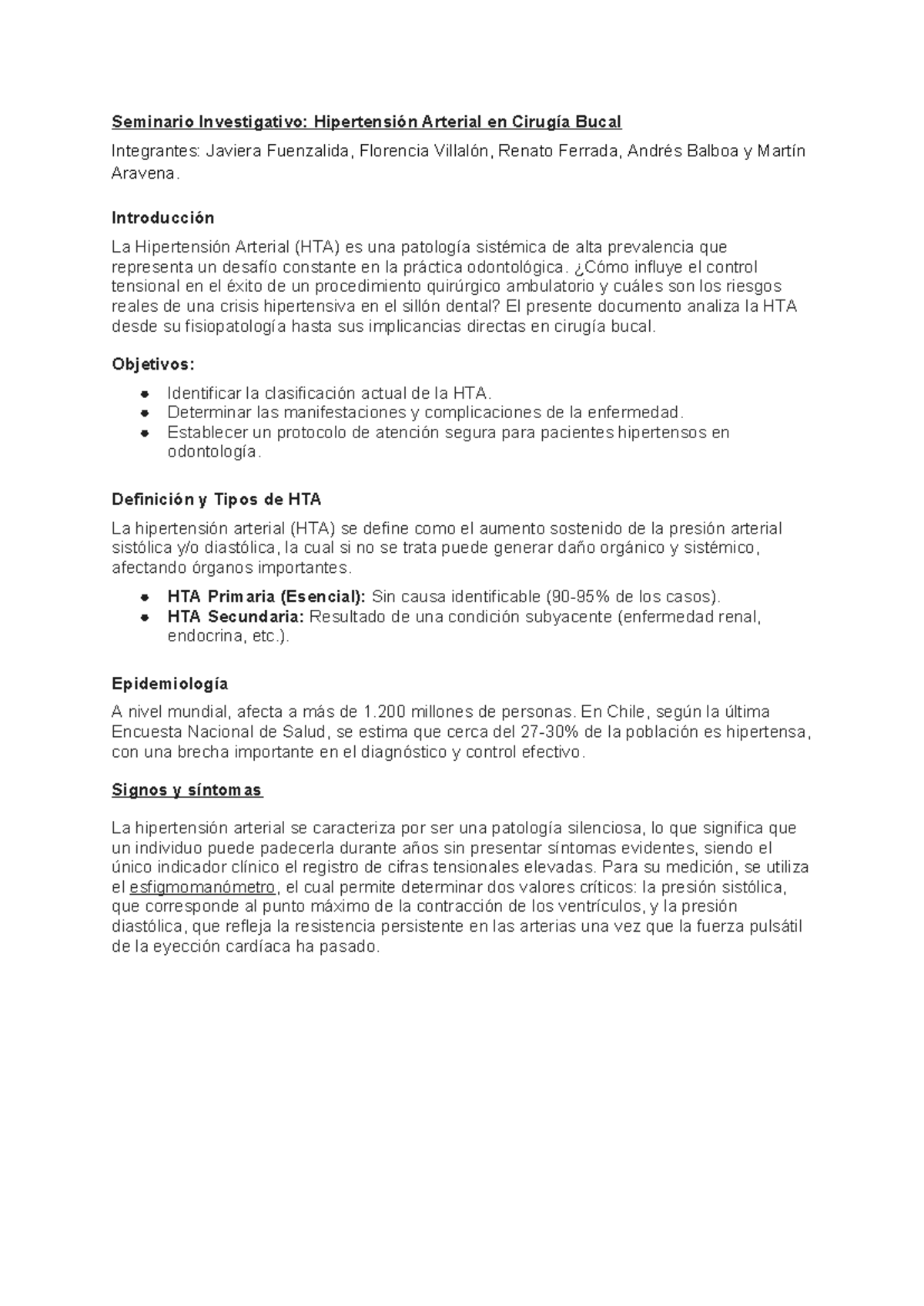 Apuntes sobre Hipertensión Arterial en Cirugía Bucal - HTA CBB 2026 ...