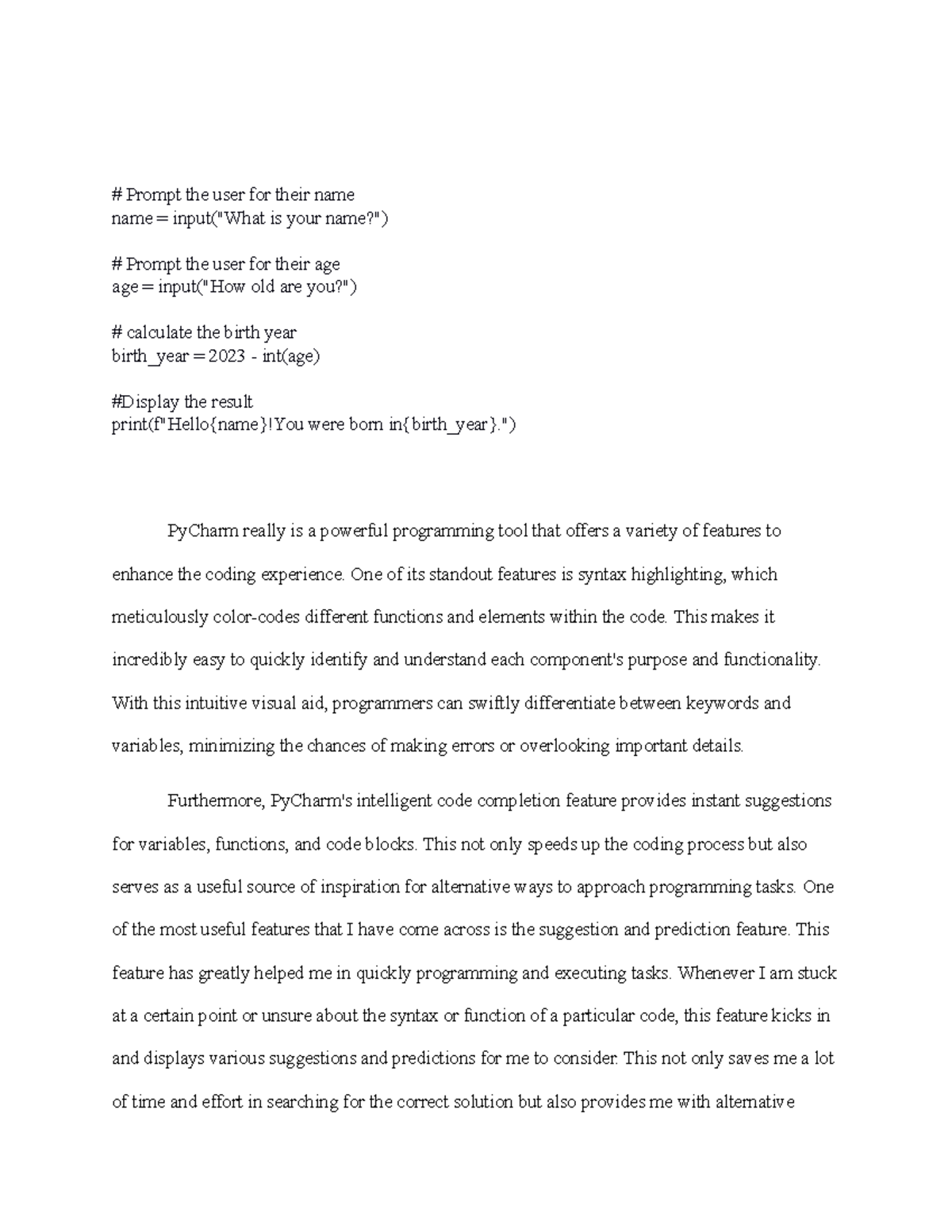 IT-140 Assignment 2: Enhancing Coding with PyCharm Features - Studocu