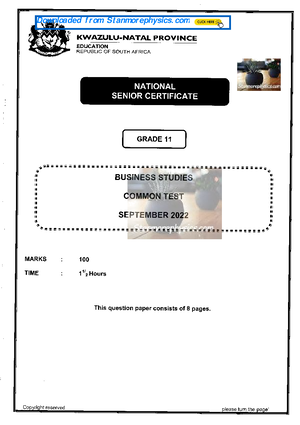 2025 Gr 12 BS Term 1 Test 1 - GRADE 12 – BUSINESS STUDIES TERM 1: TEST ...