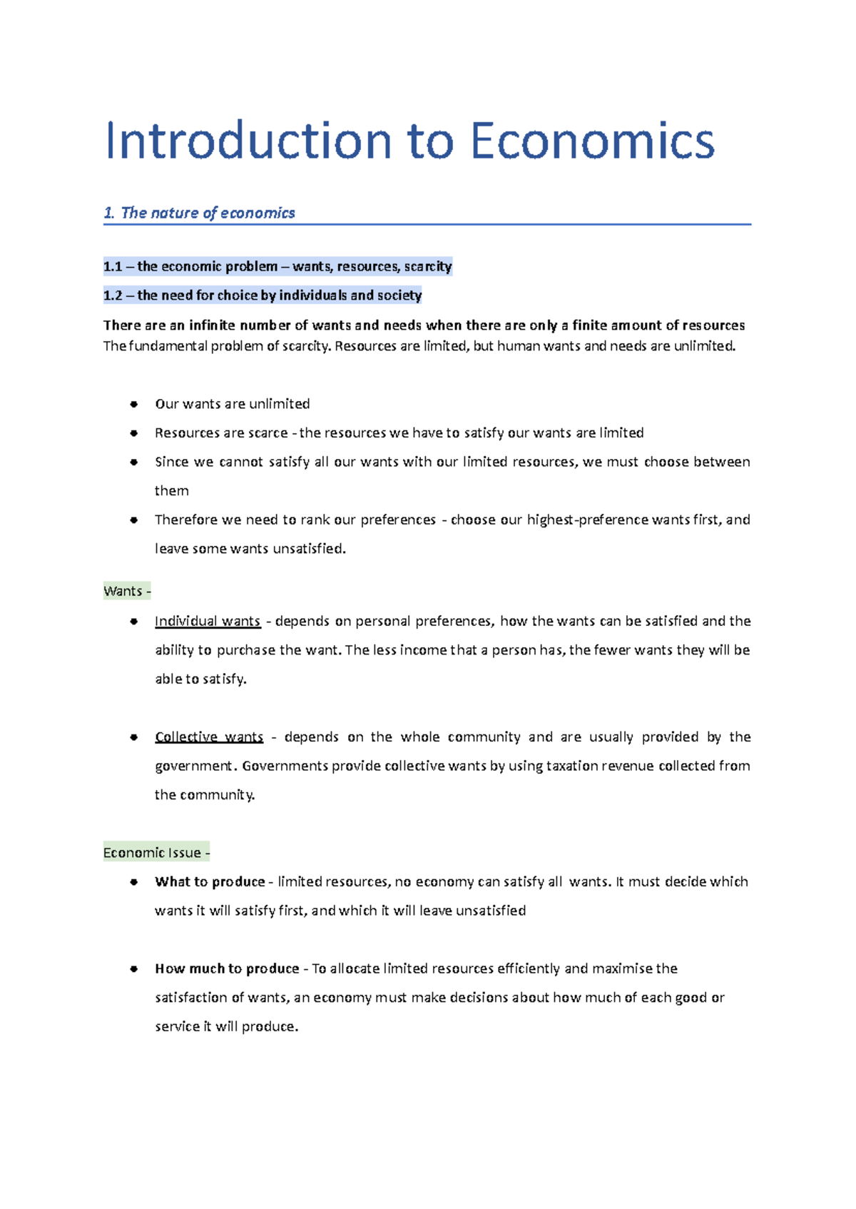 Year 11 Economics Syllabus: Understanding Scarcity, Choices, and ...