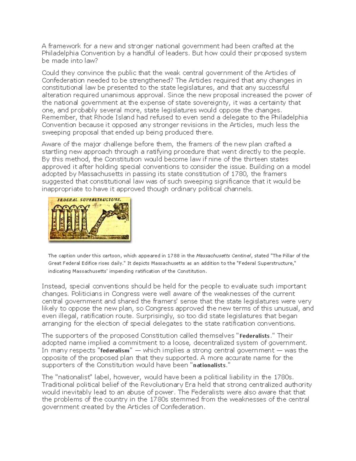 The Ratification of the U.S. Constitution: Federalists vs ...